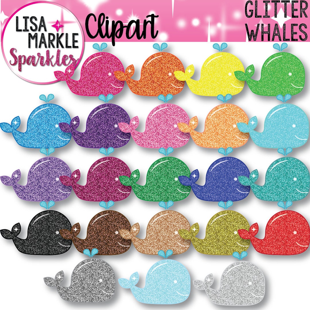 Whale Clipart, Glitter Whale Clipart, Ocean Clipart - Etsy