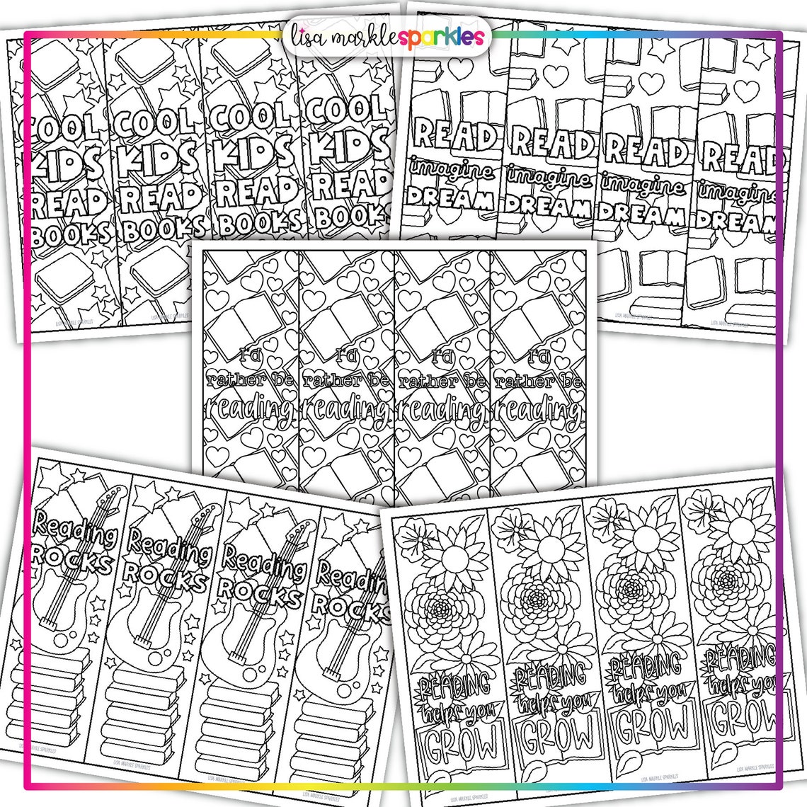 Reading Library Coloring Bookmarks to Color Printable PDF - Etsy