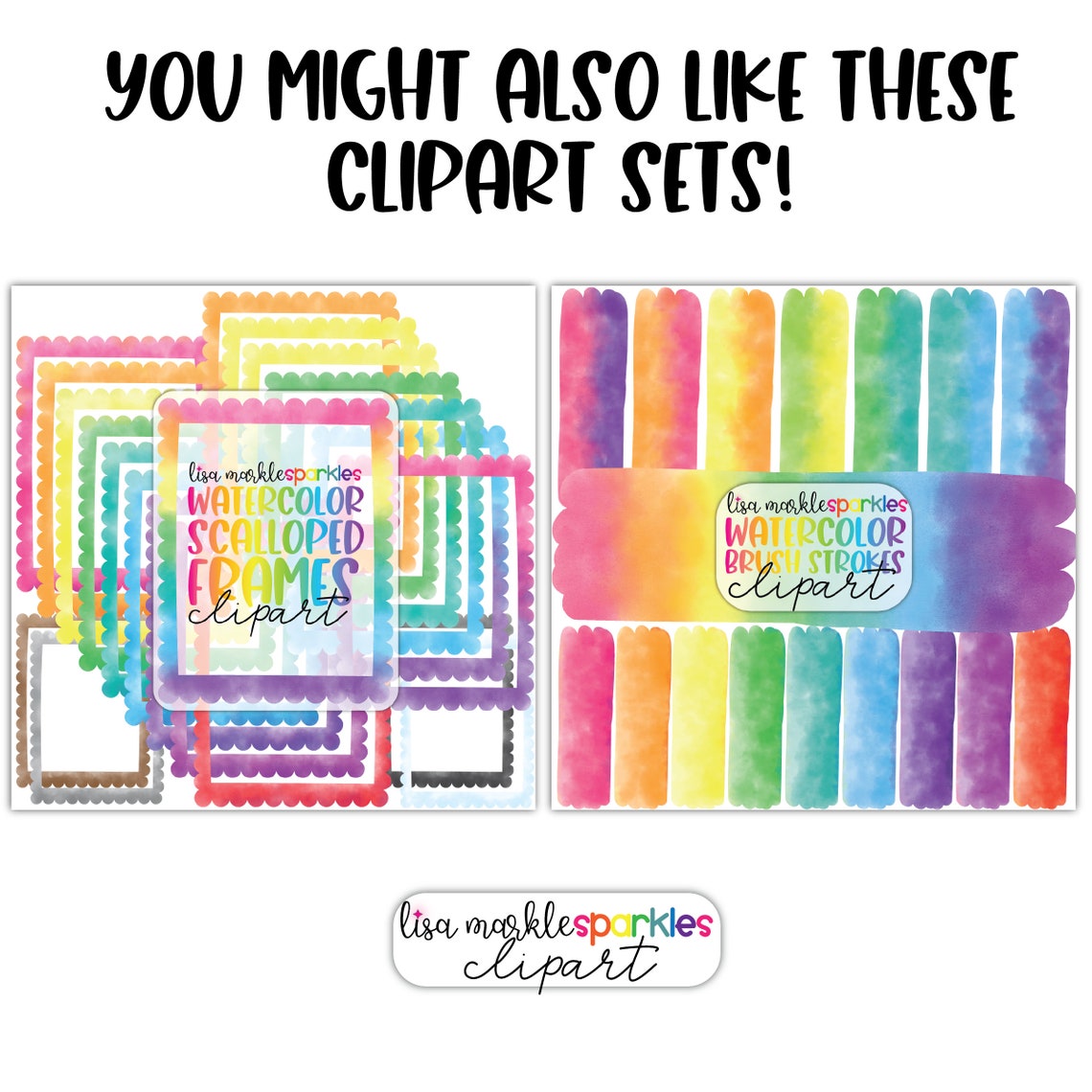 Watercolor Picture Frame Clipart Rainbow Flourish Swirl Elegant Doodle ...