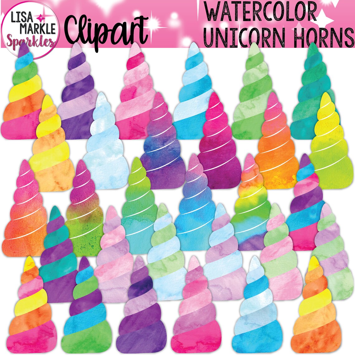 Unicorn Horn Clipart Watercolor Unicorn Clipart - Etsy