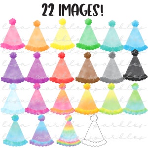Watercolor Rainbow Birthday Party Hat Clipart Birthday Party ...
