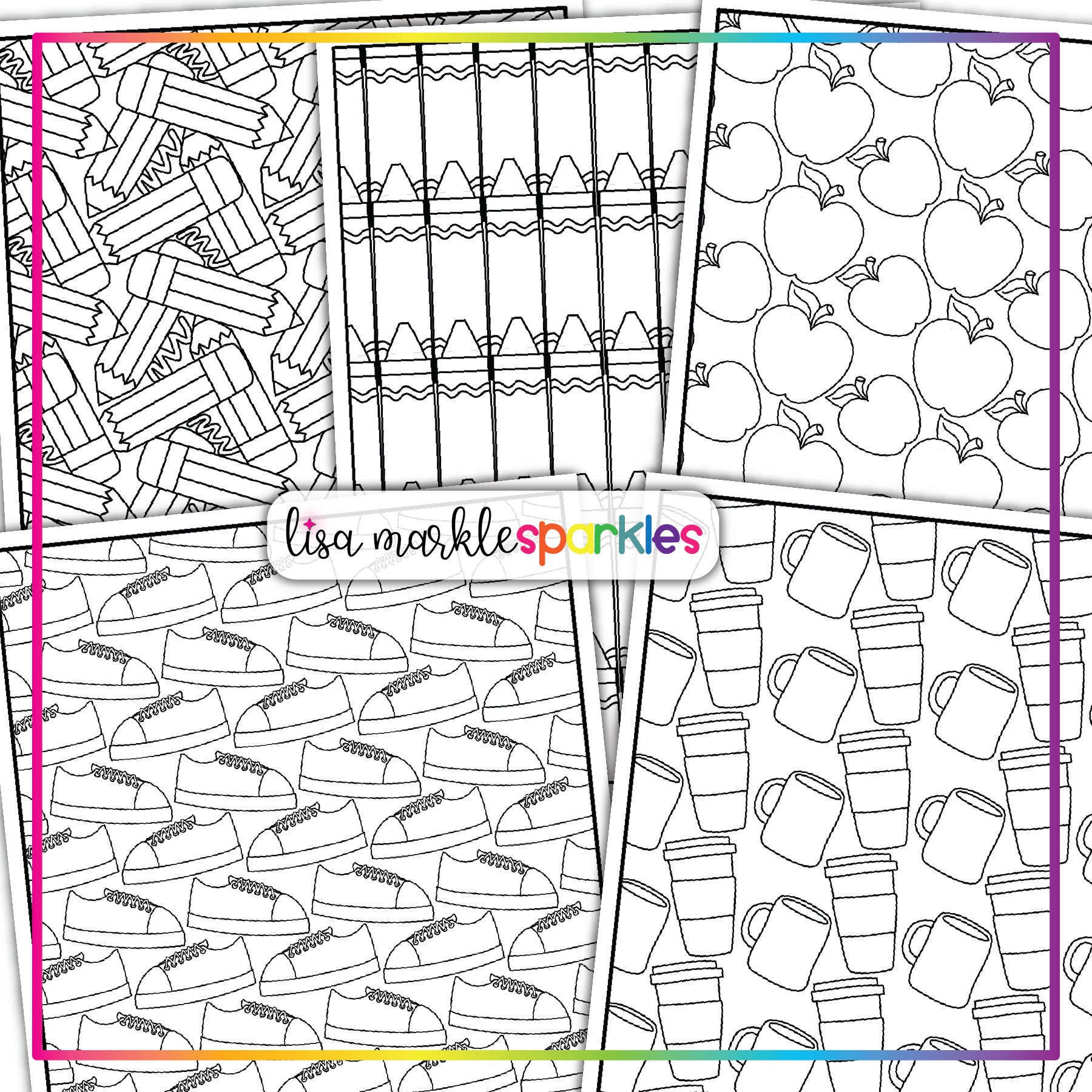First Day of Back to School Supplies Coloring Pages Sheets - Etsy