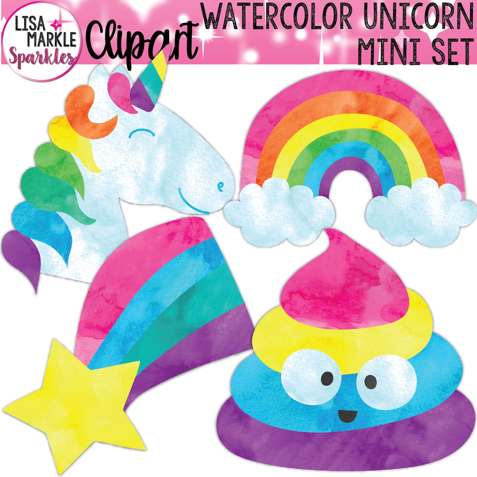 Unicorn Clipart Rainbow Clipart Poop Emoji Clipart | Etsy