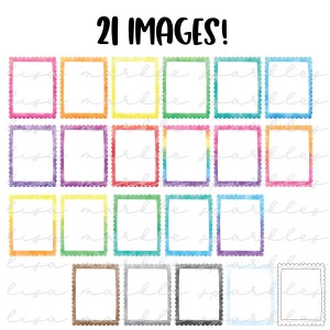 Watercolor Rainbow Rectangle Scallop Frame Border Clipart PNG Image ...