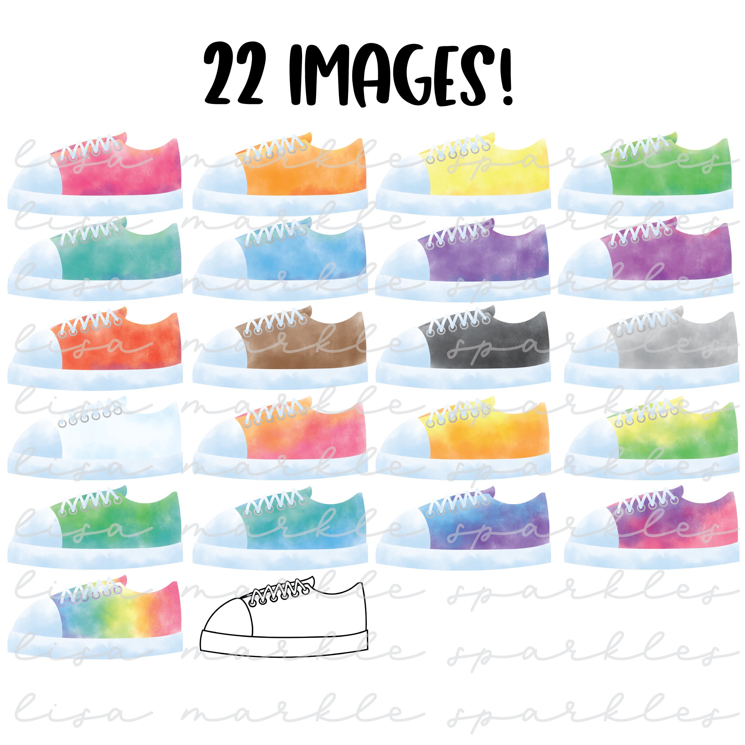 Watercolor Sneaker Shoe Rainbow Clipart Exercise Fitness Gym - Etsy