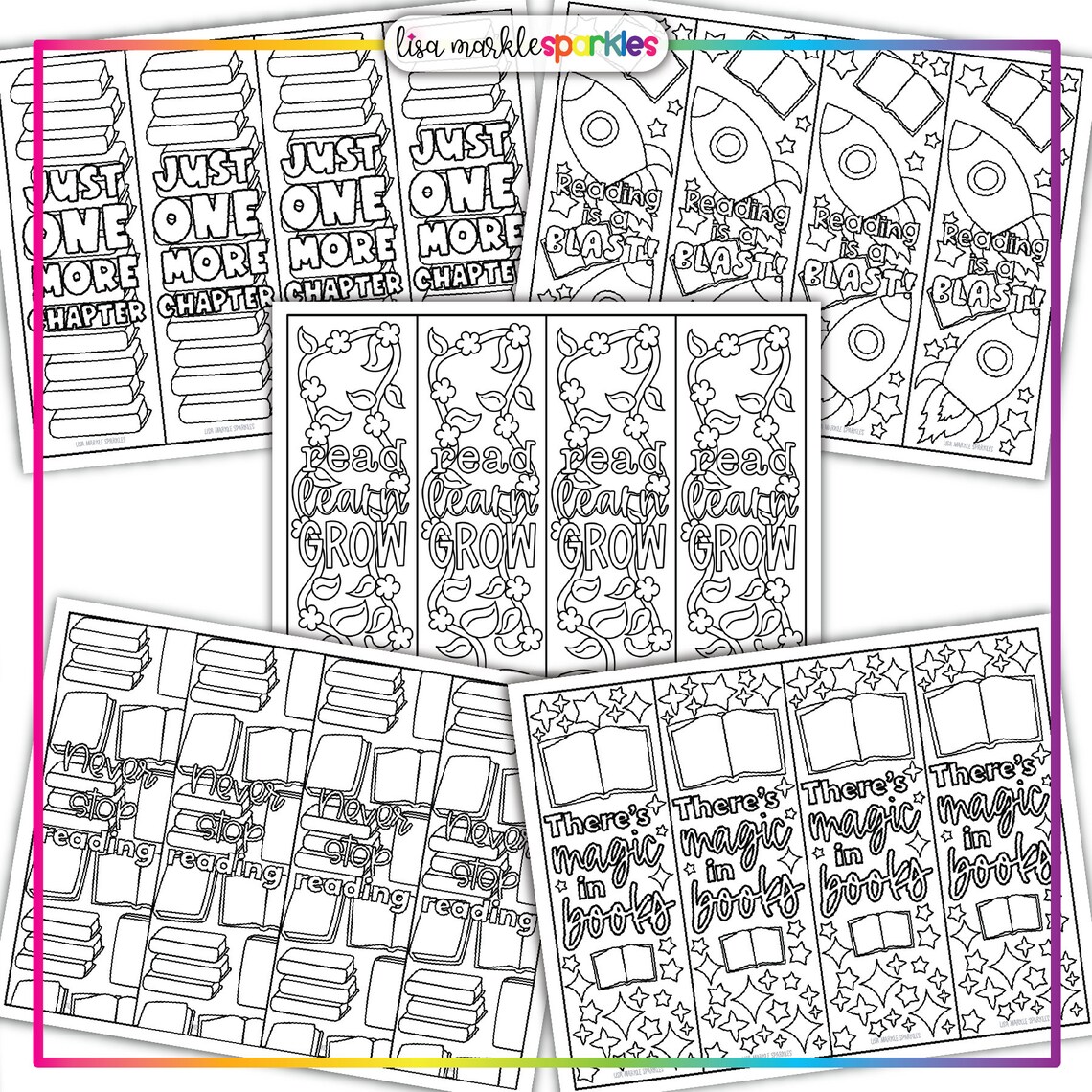 Reading Library Coloring Bookmarks to Color Printable PDF - Etsy