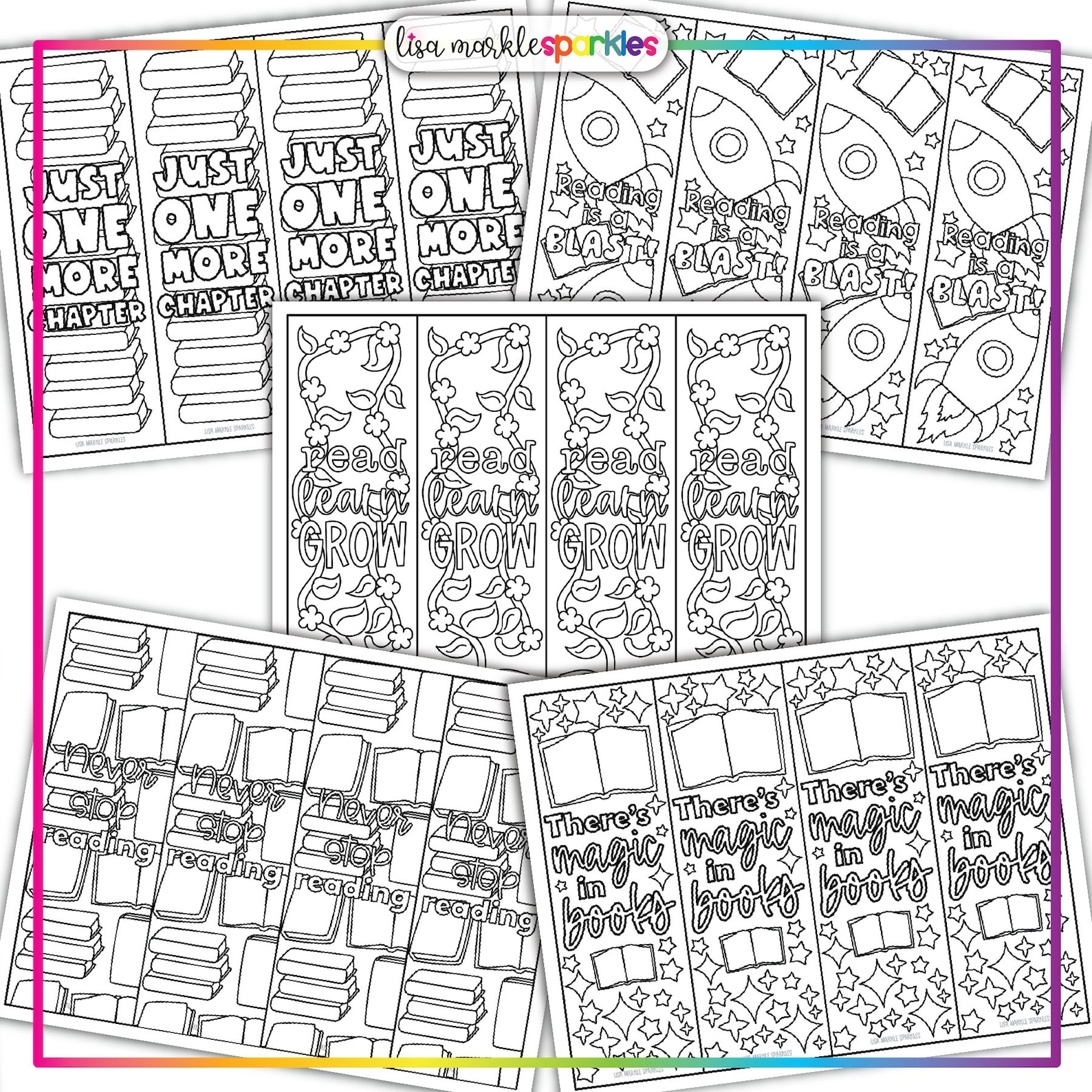 Reading Library Coloring Bookmarks to Color Printable PDF - Etsy