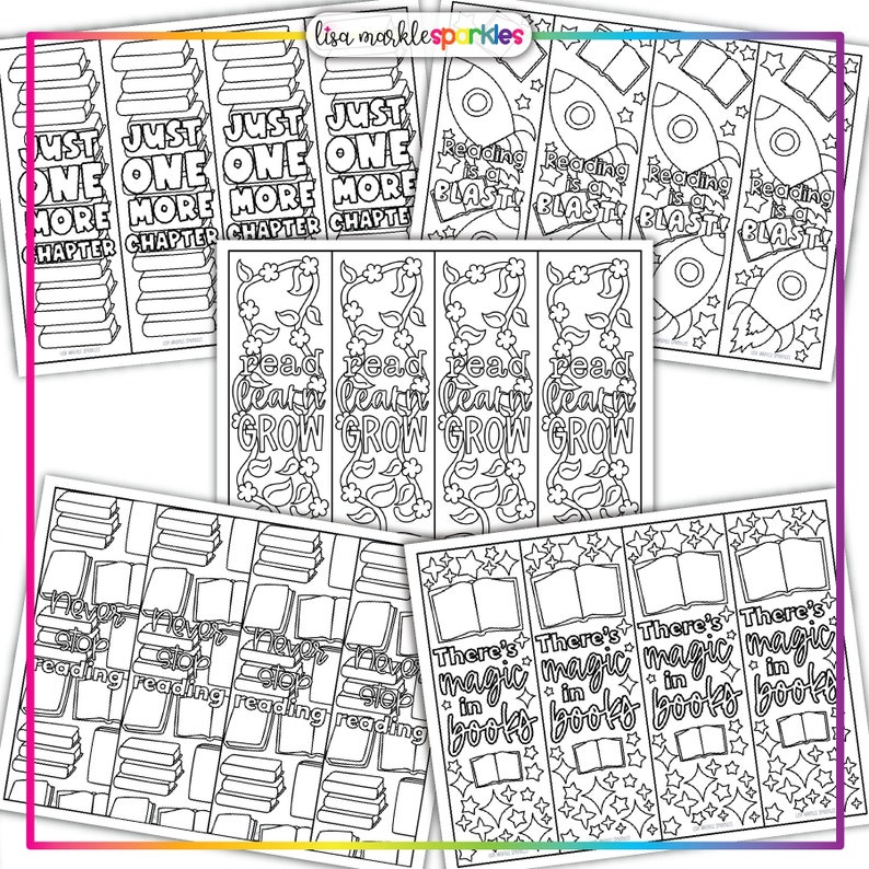 Reading Library Coloring Bookmarks to Color Printable PDF - Etsy