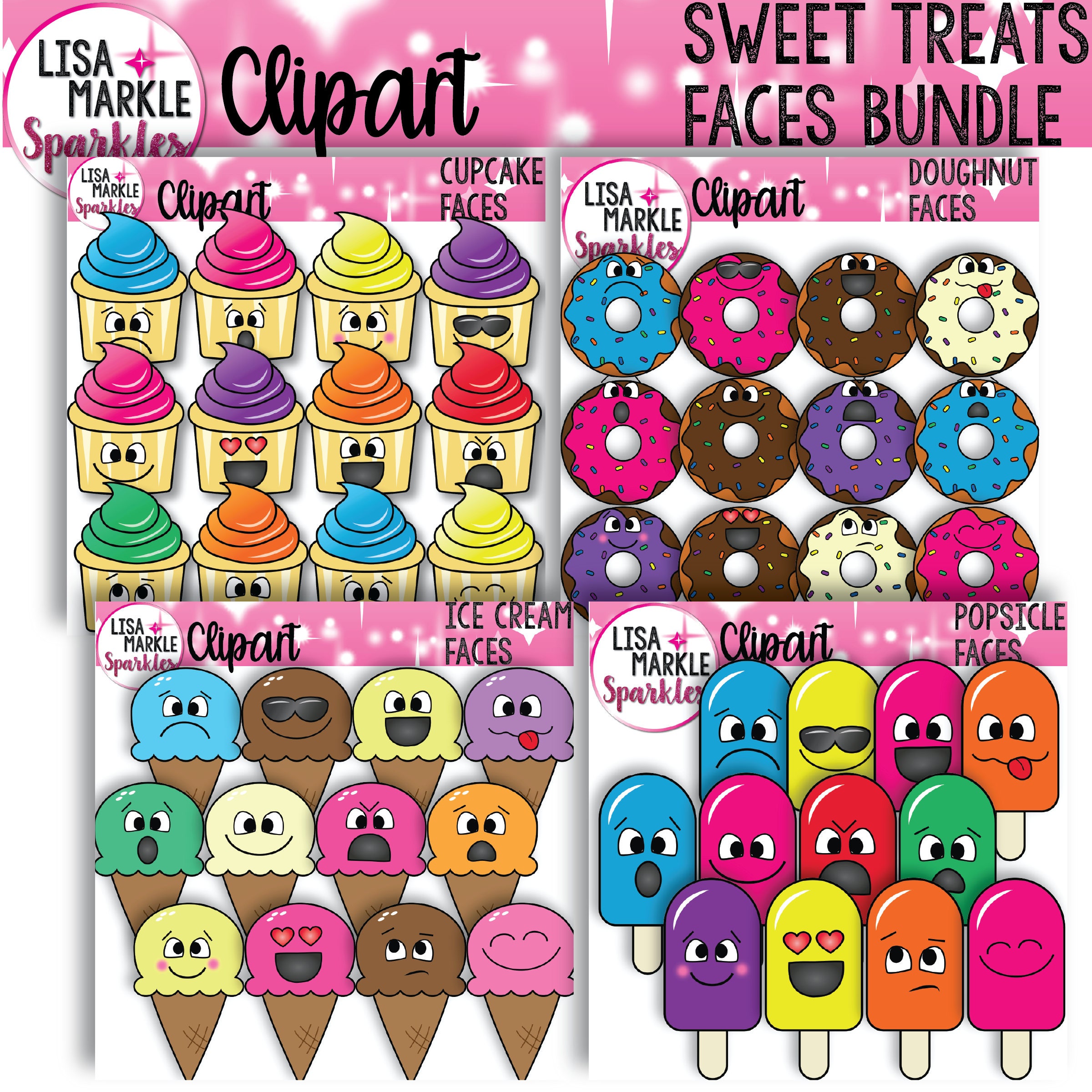 Emoji Clipart Emotion Clipart Faces Clipart Cupcake | Etsy