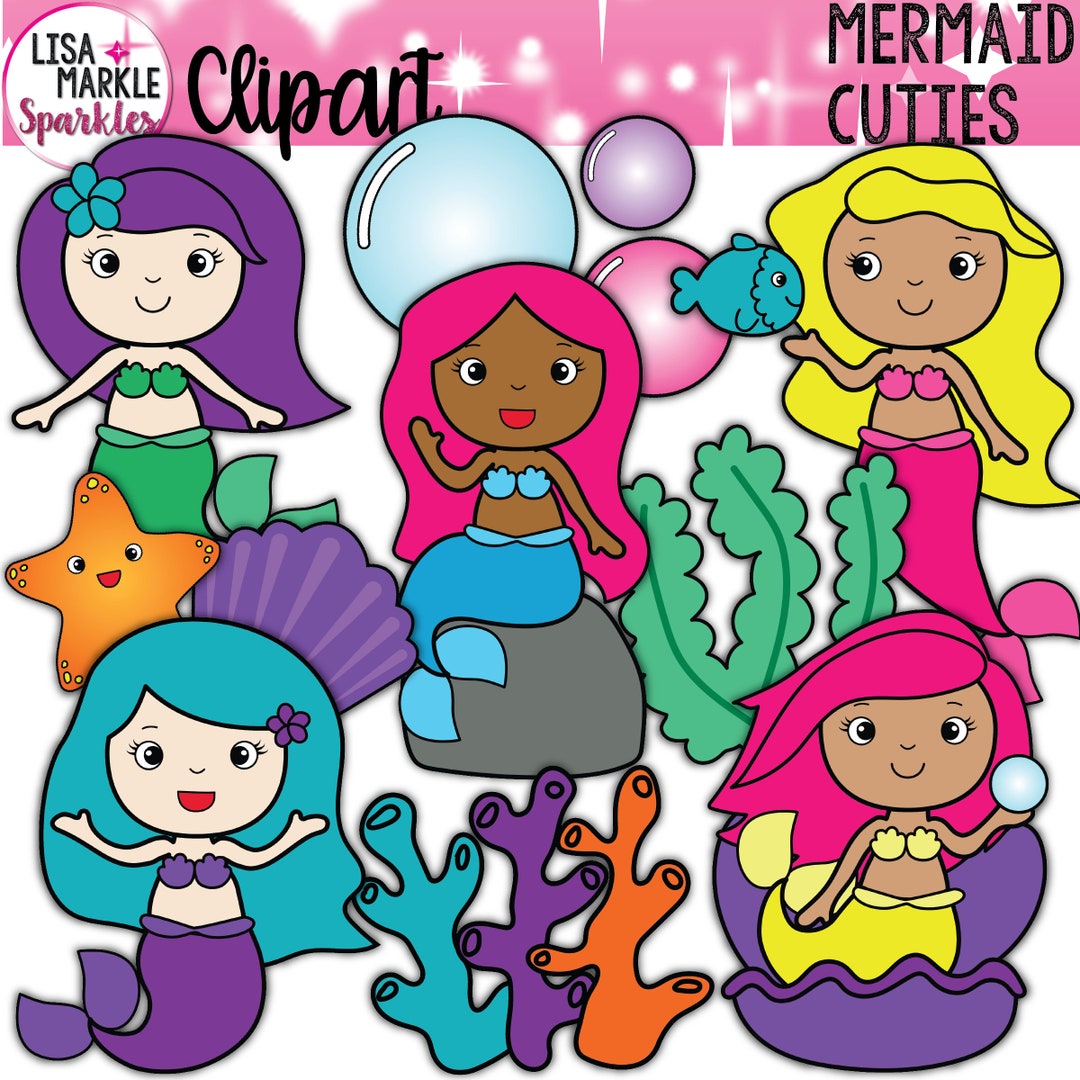 Mermaid Clipart Fairy Tale Clipart Under the Sea Graphics Ocean Clipart ...
