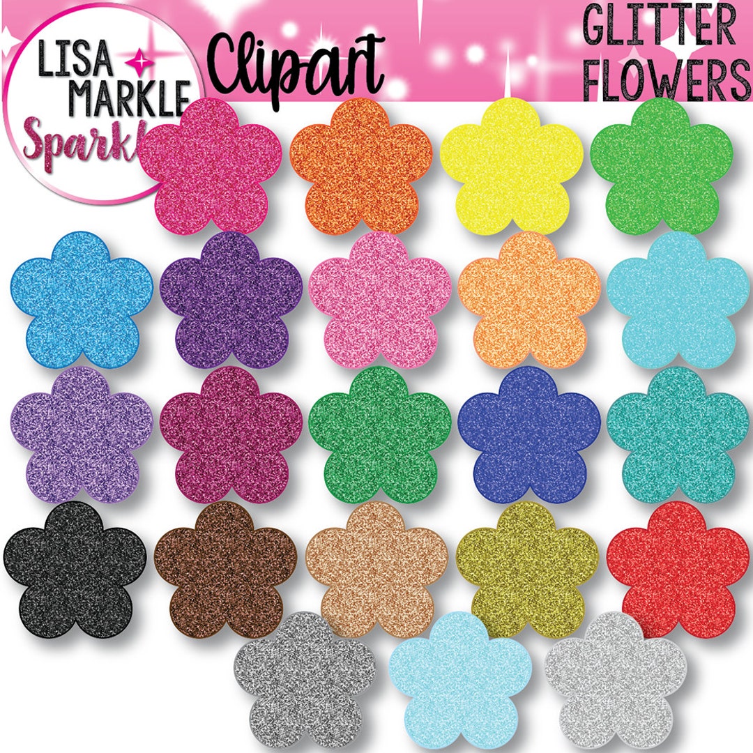 Flower Clipart, Glitter Flowers Clipart, Spring Clipart - Etsy