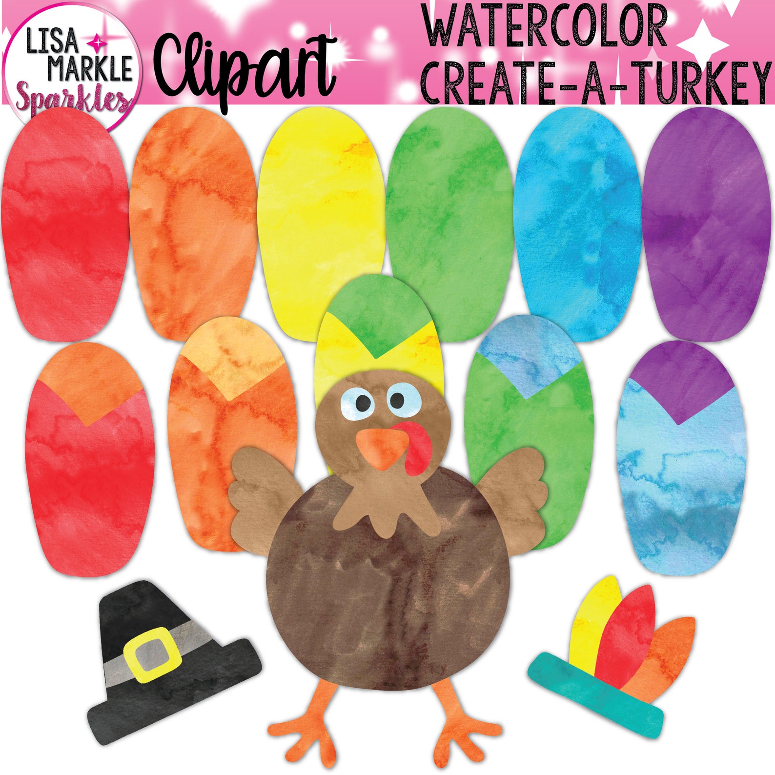 Turkey Clipart Thanksgiving Clipart Watercolor Clipart - Etsy