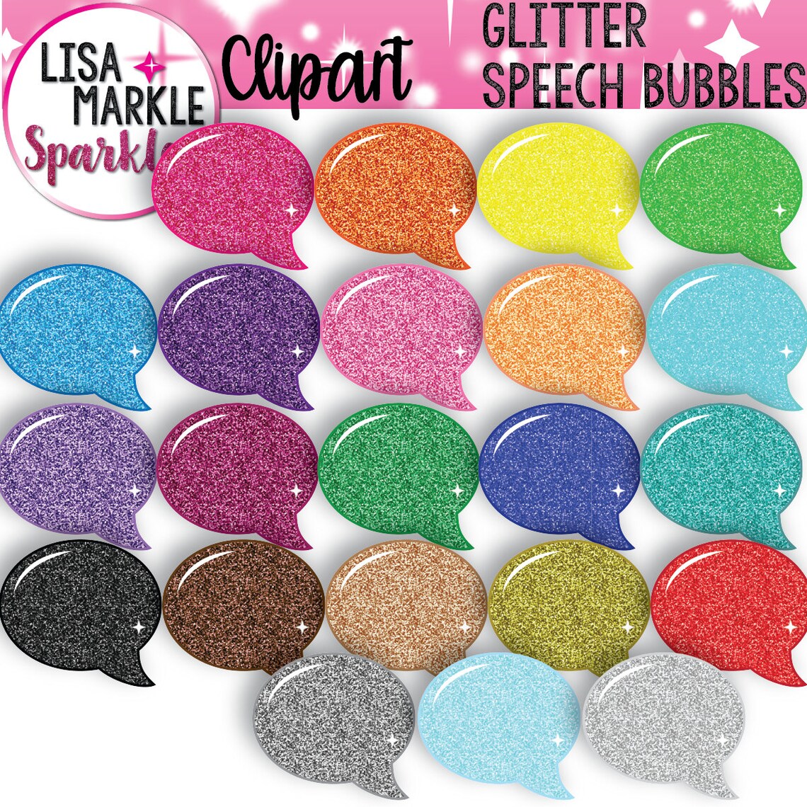 Speech Bubble Clipart, Glitter Speech Bubble Clipart - Etsy