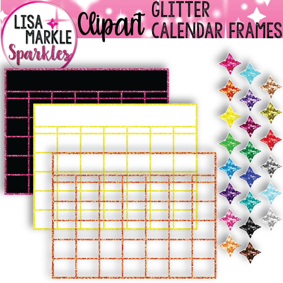 Calendar Clipart Glitter Calendar Clipart Planner Tracker | Etsy