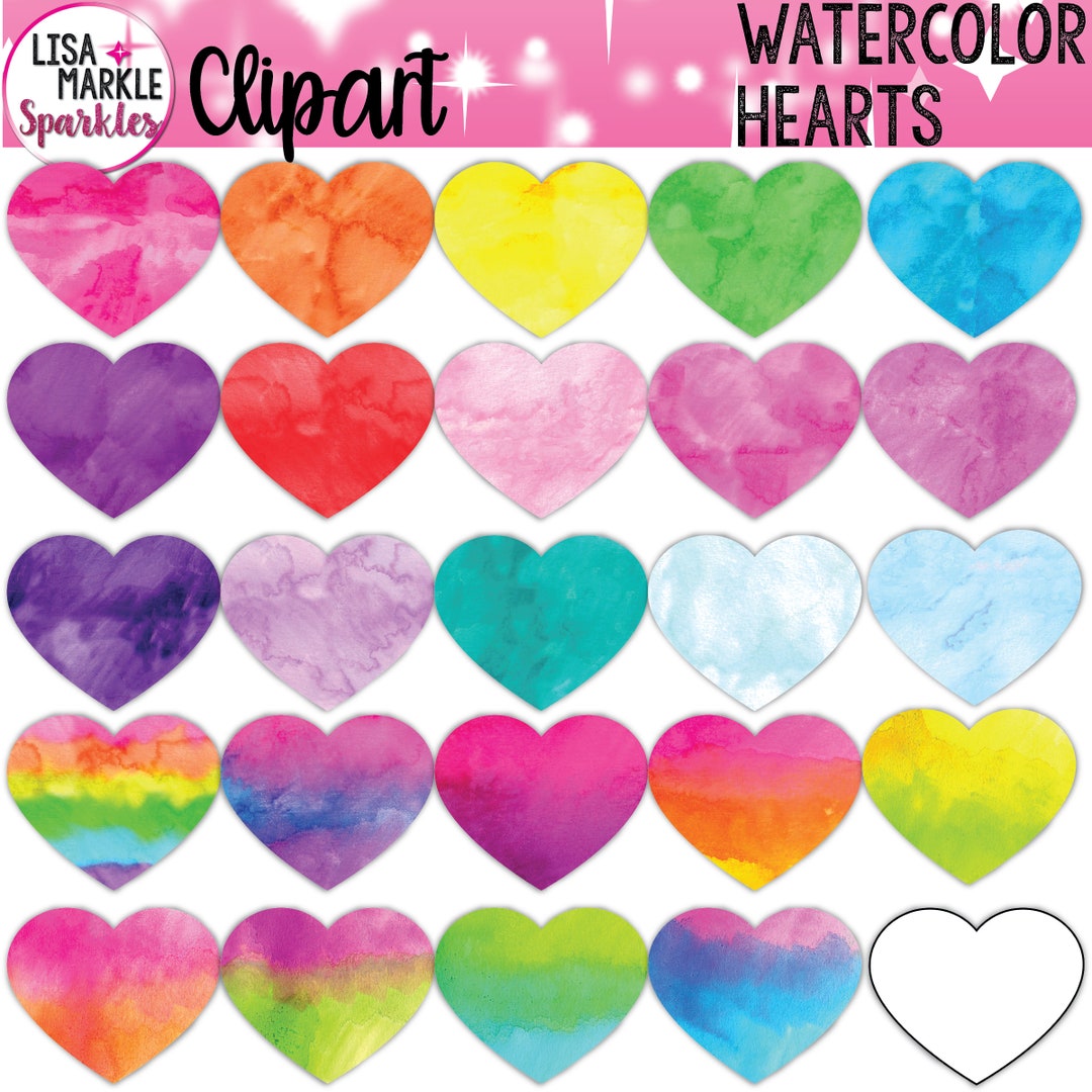 Heart Clipart, Watercolor Heart Clipart, Valentine's Day Heart Clipart ...