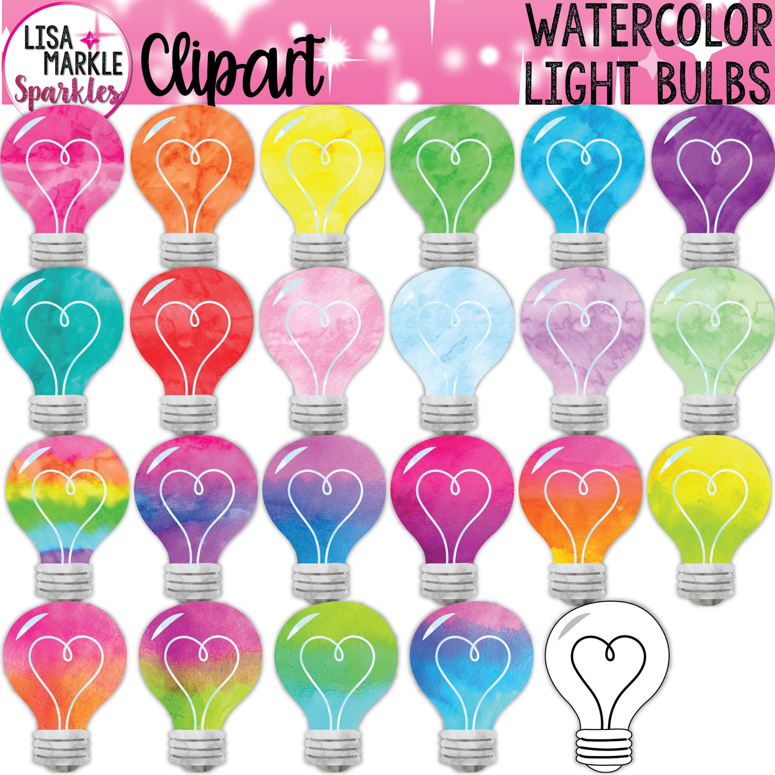 Light Bulb Clipart Watercolor Light Bulb Clipart Back to | Etsy