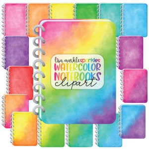 Watercolor Spiral Notebook Clipart Rainbow School College Teacher ...