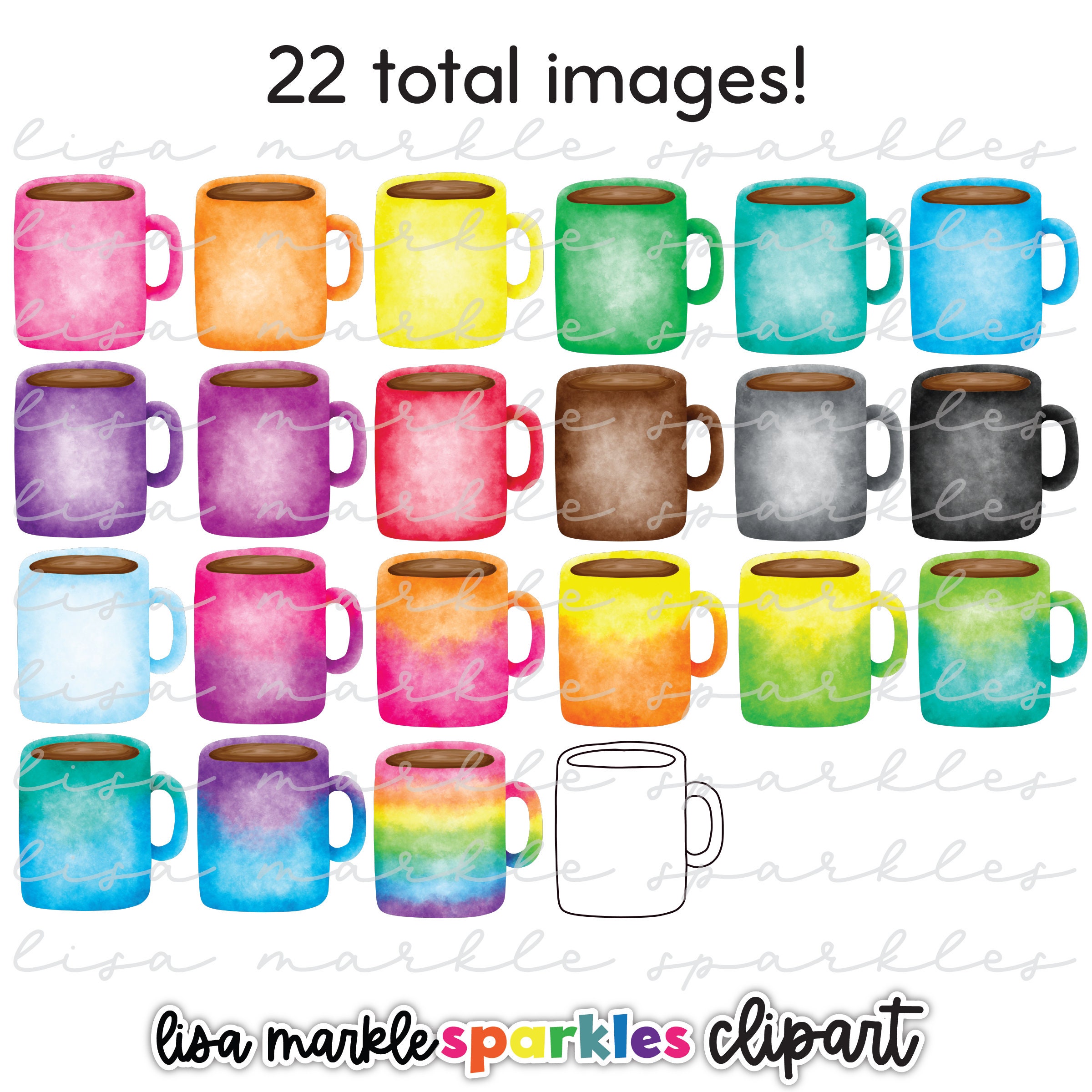 Watercolor Coffee Hot Chocolate Cocoa Mugs Clipart PNG Image Instant ...