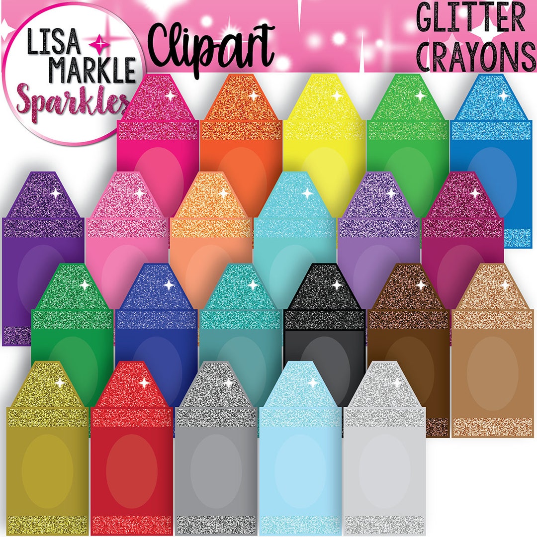 Crayon Clipart, Glitter Crayon Clipart, Back to School Clipart - Etsy