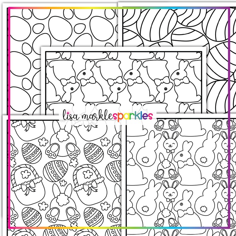 Spring Easter Bunny Egg Candy Coloring Pages Sheets Printable PDF for ...