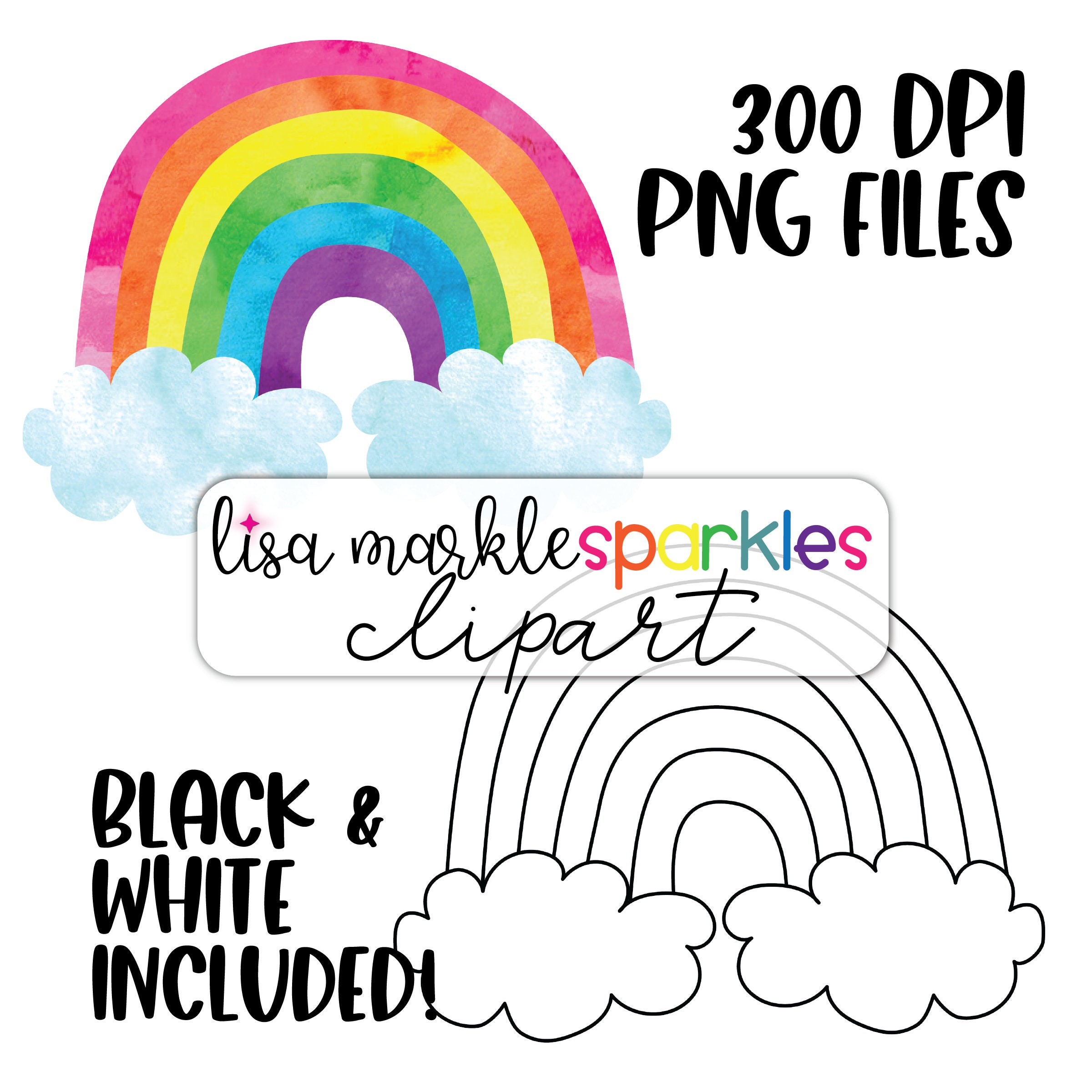 Watercolor Weather Clipart Cloud Rainbow Umbrella Snow - Etsy