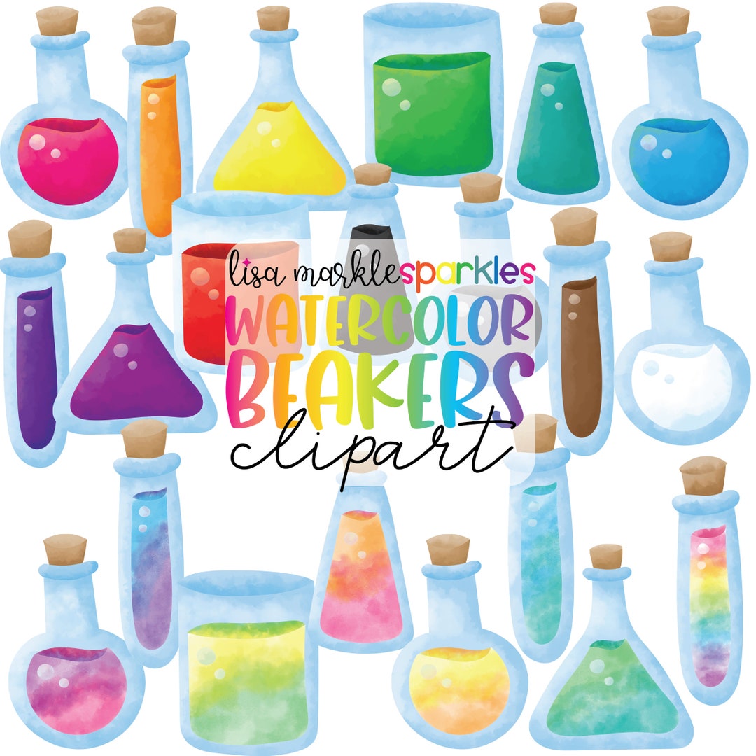 Watercolor Science Beaker Clipart Teacher Chemistry Lab Apothecary ...