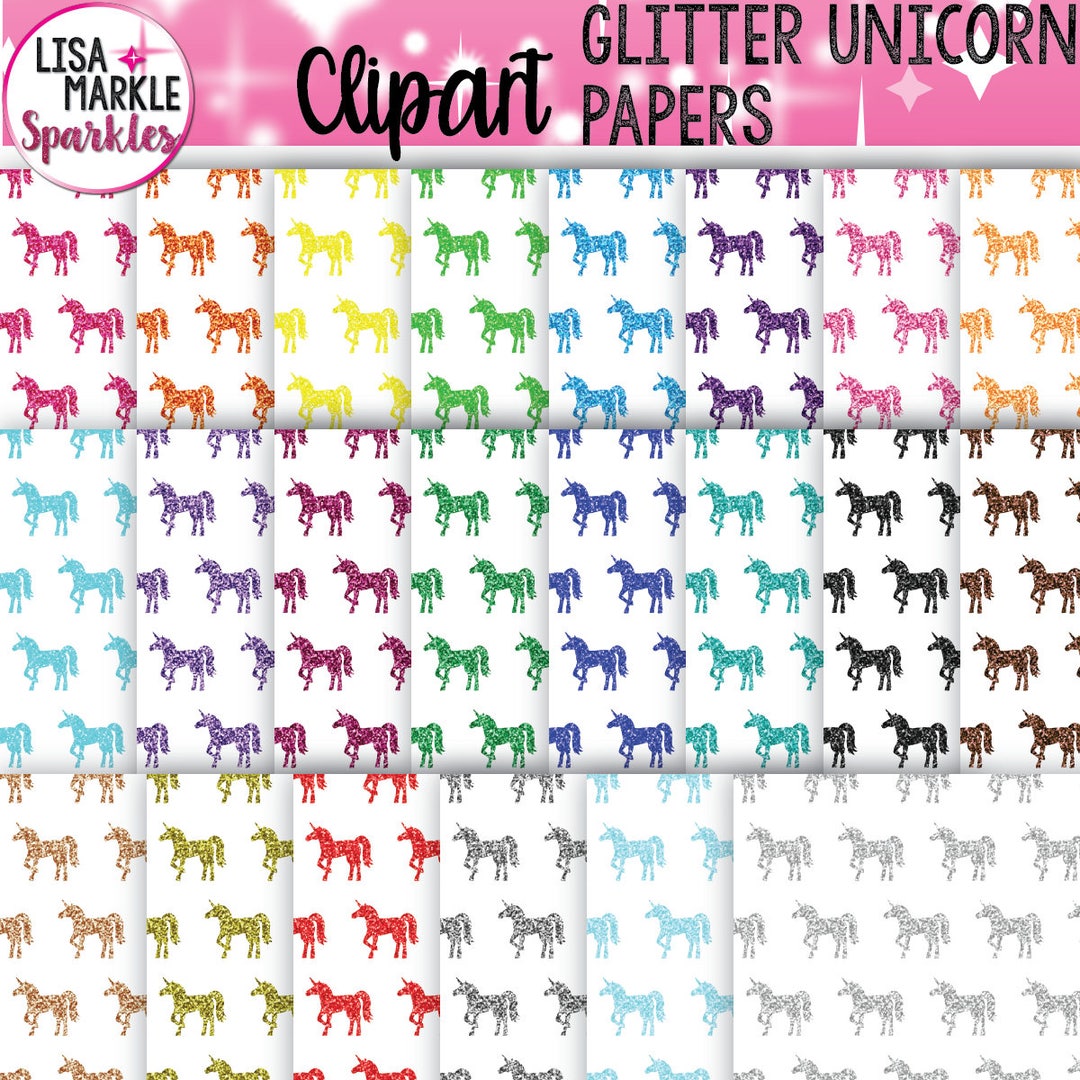 Rainbow Digital Papers, Glitter Digital Papers, Glitter Unicorn Digital ...
