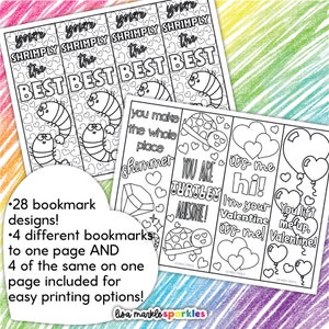 Valentine's Day Bookmarks to Color Coloring Activity Printable for Kids ...