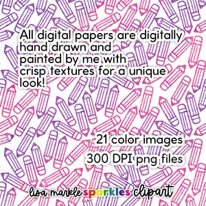 Crayon Pencil Doodles Digital Paper Backgrounds Back to School Crayon ...