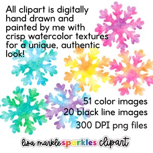 Watercolor Winter Snowflake Clipart PNG Image Rainbow Snow Snowflake ...