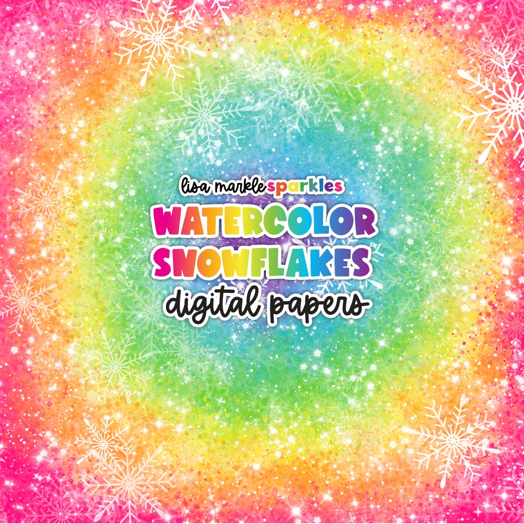 Watercolor Winter Snowflake Digital Paper Backgrounds PNG Image Instant ...