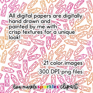 Crayon Doodle Digital Paper Backgrounds Back to School Crayon Texture ...