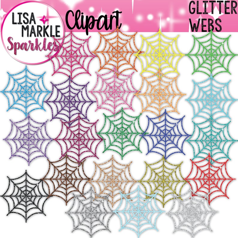 Spider Web Clipart Glitter Spider Web Clipart Halloween - Etsy