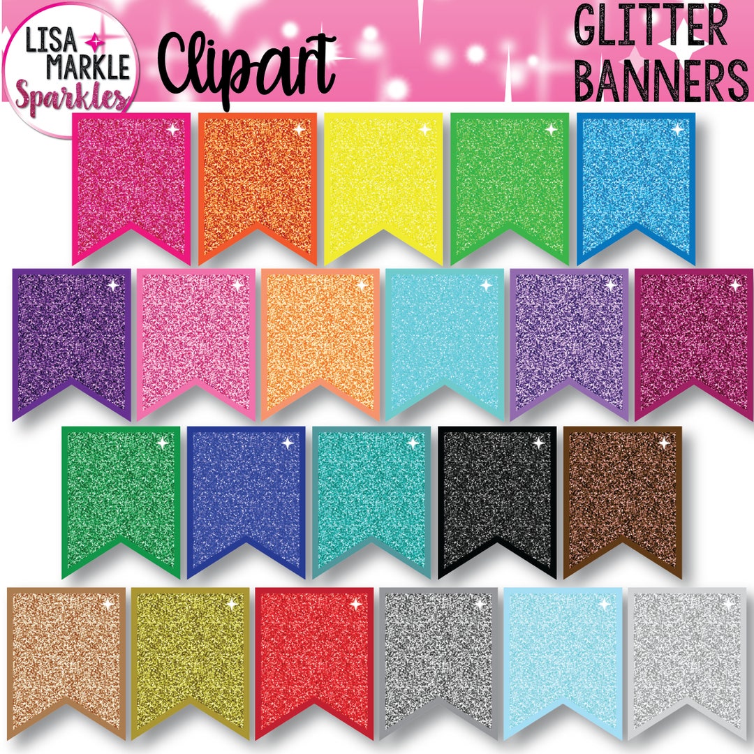 Banner Clipart, Bunting Clipart, Glitter Bunting Clipart - Etsy