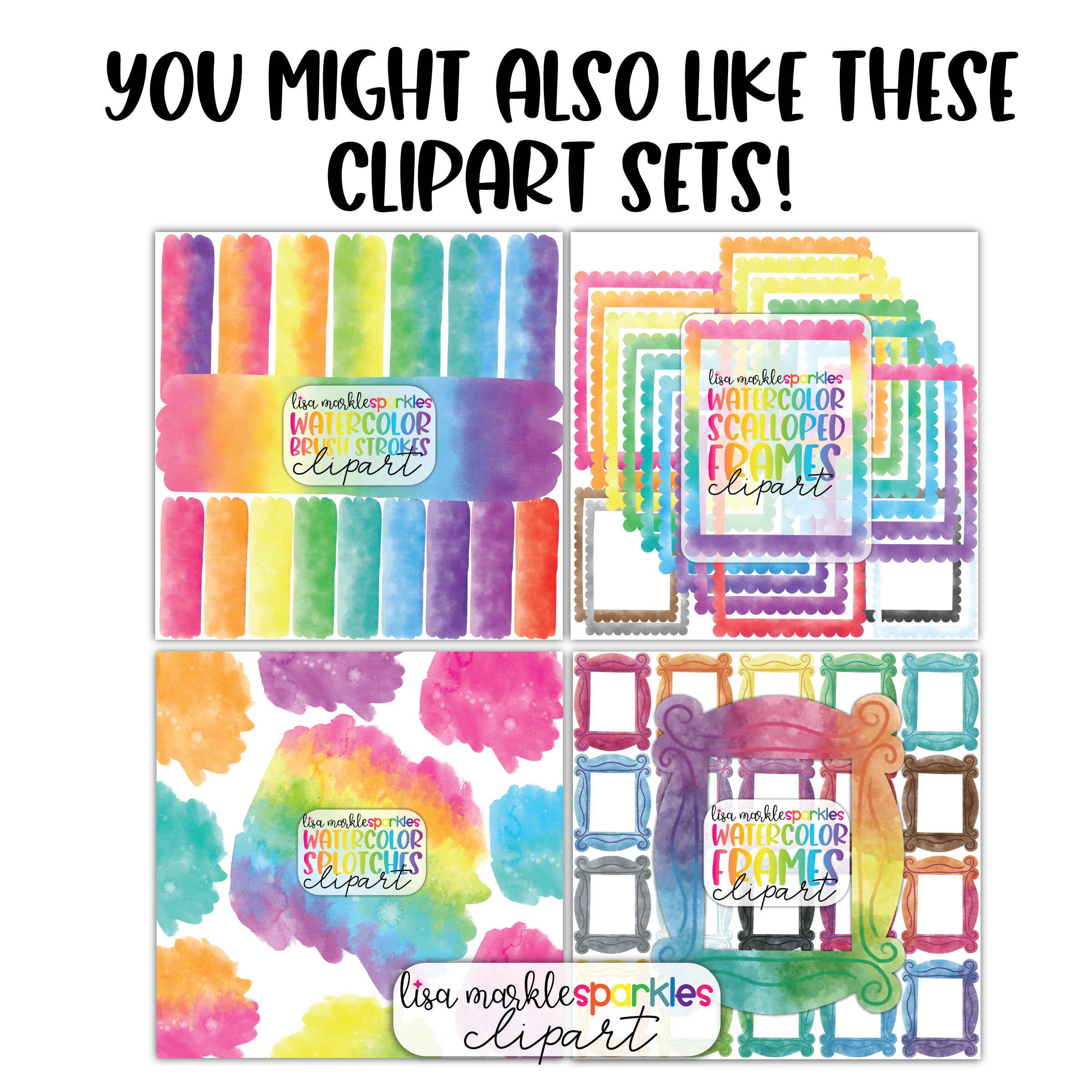 Watercolor Circle Splotches Clipart Rainbow Watercolor Washes Splashes ...