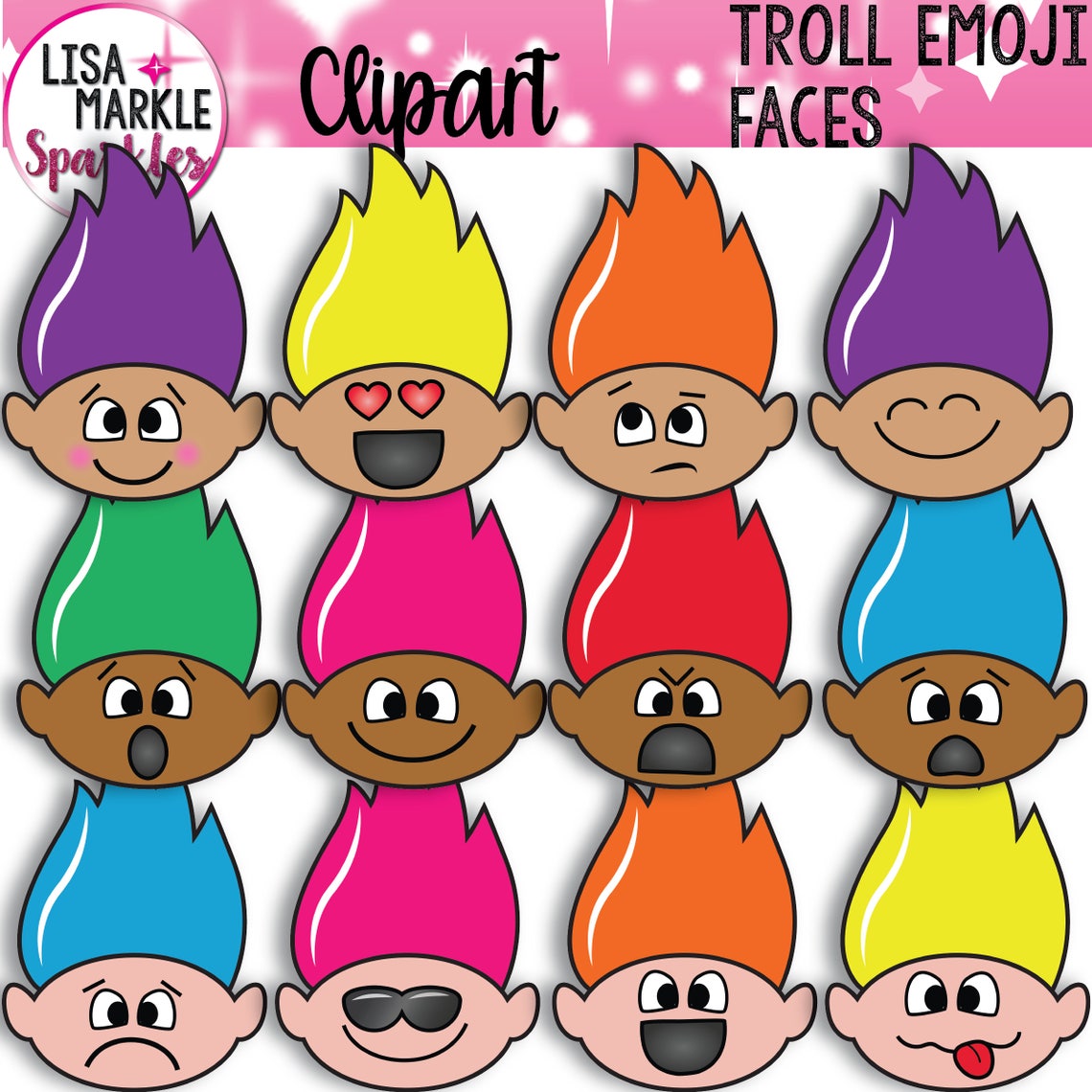 Troll Clipart Troll Clipart With Faces Emoji Clipart Faces - Etsy