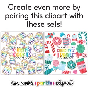 Watercolor Christmas Clipart Holiday Trees Cookies Candy Cane Hot ...