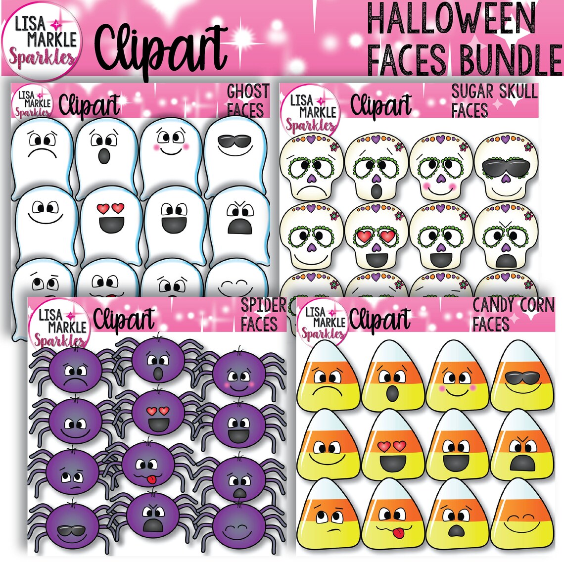 Emoji Clipart Halloween Clipart Candy Corn Clipart Ghost | Etsy