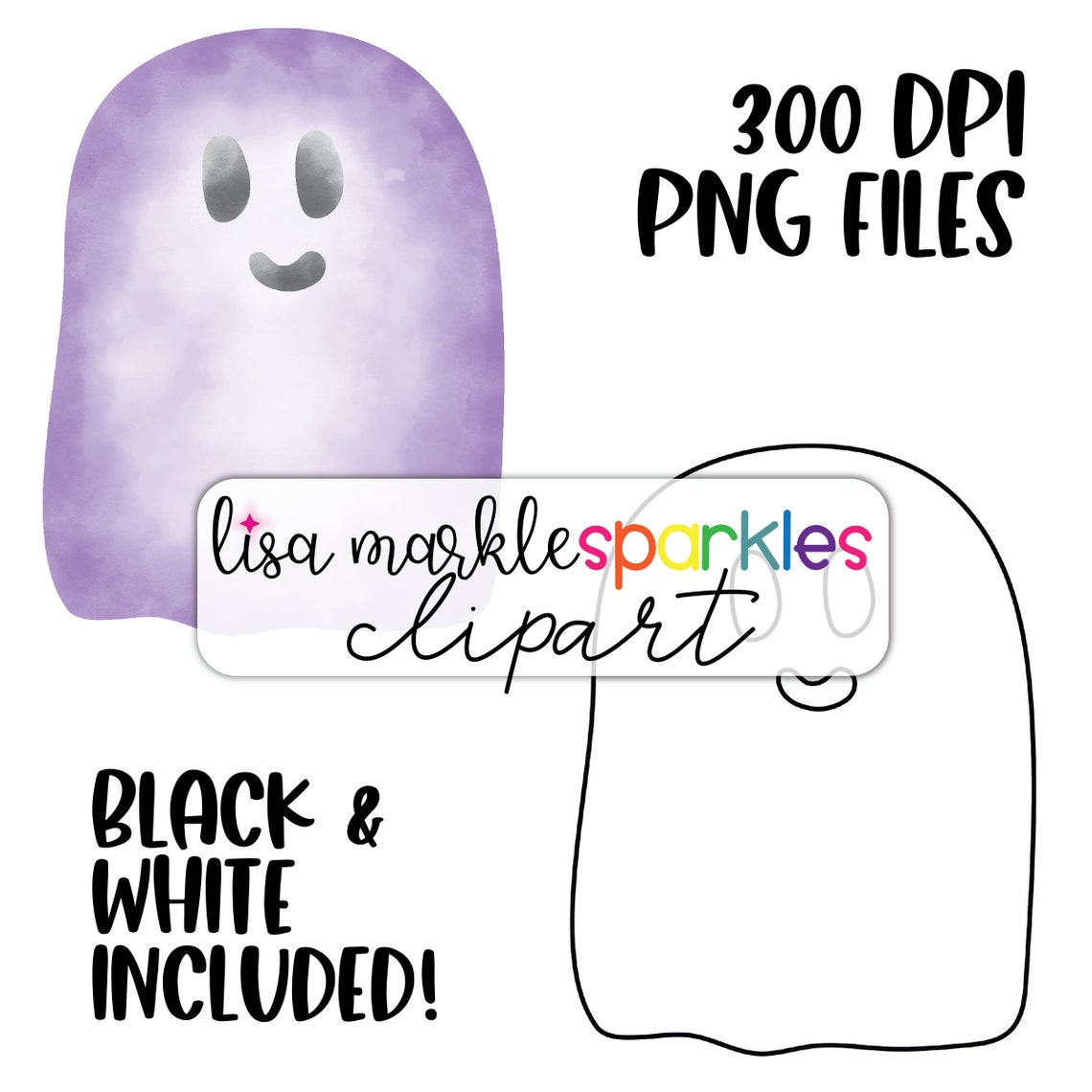 Watercolor Halloween Ghost Spooky Cute Clipart PNG Image Instant ...
