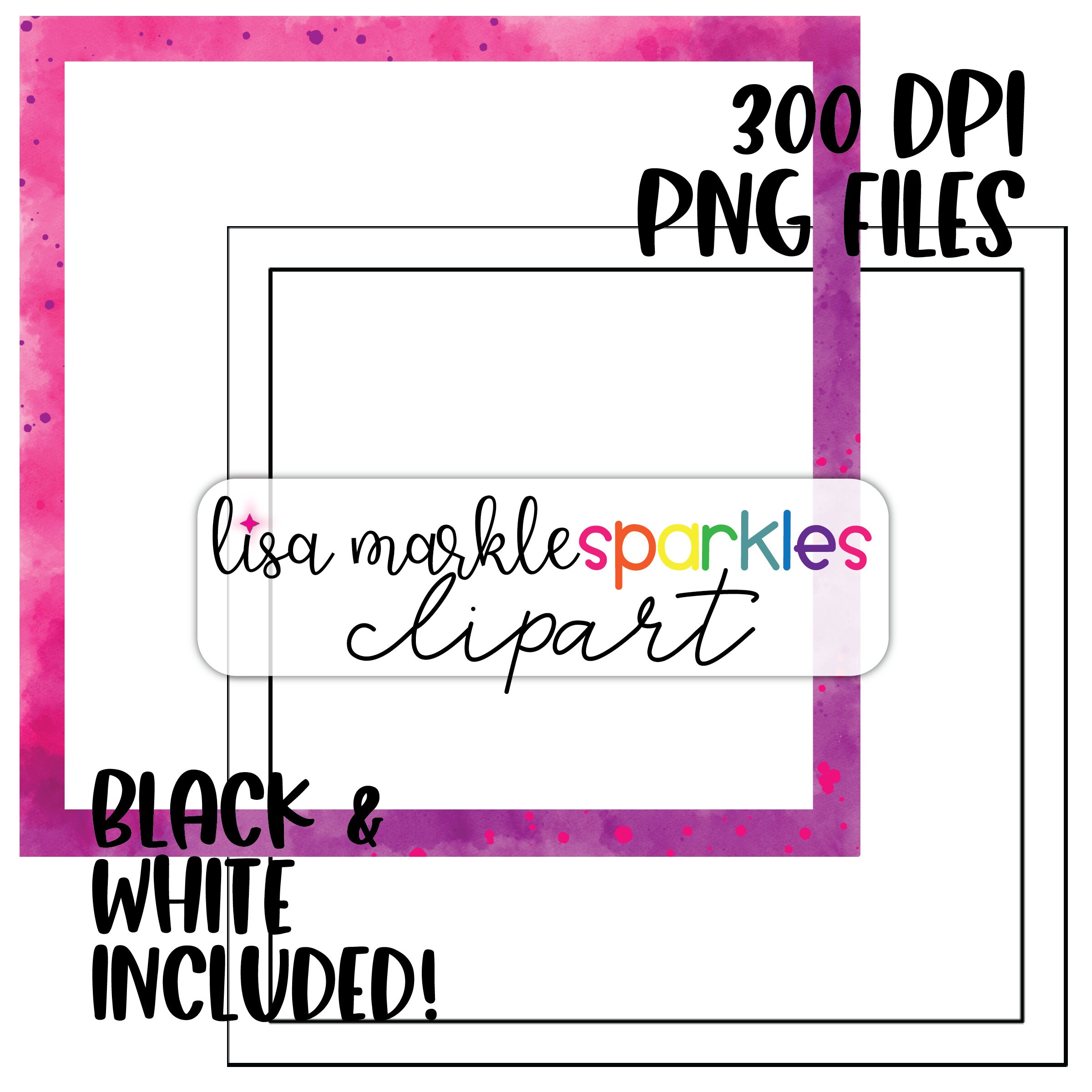 Watercolor Rainbow Square Frame Border Clipart PNG Image - Etsy