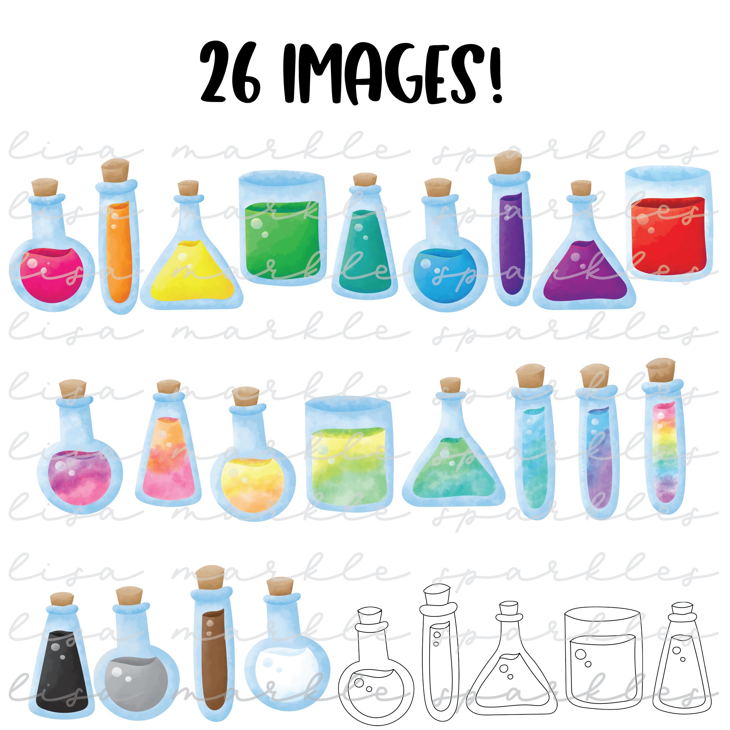 Watercolor Science Beaker Clipart Teacher Chemistry Lab - Etsy
