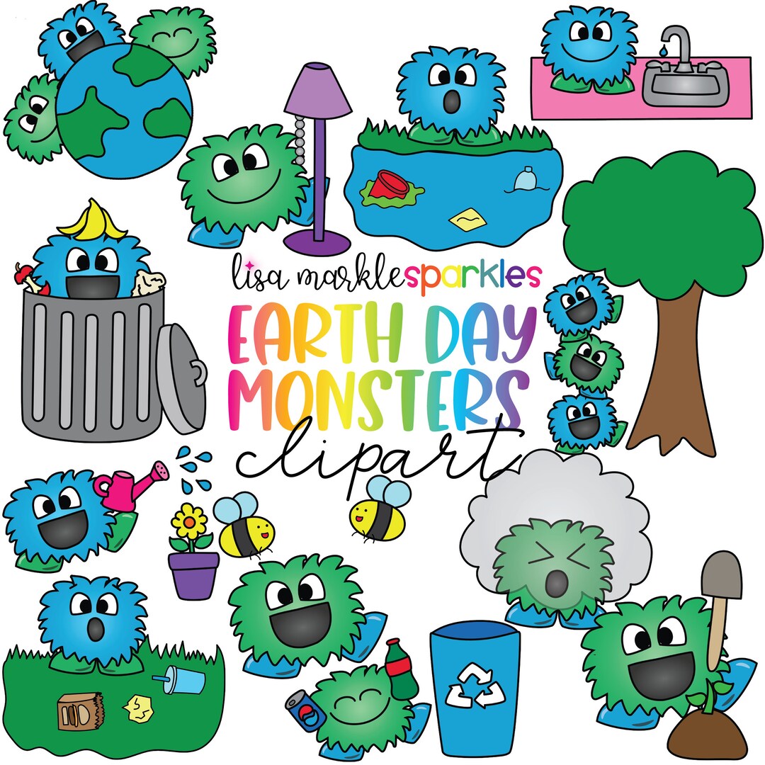 Earth Day Clipart, Recycle Clipart, Eco Friendly Clipart, Trash Can ...