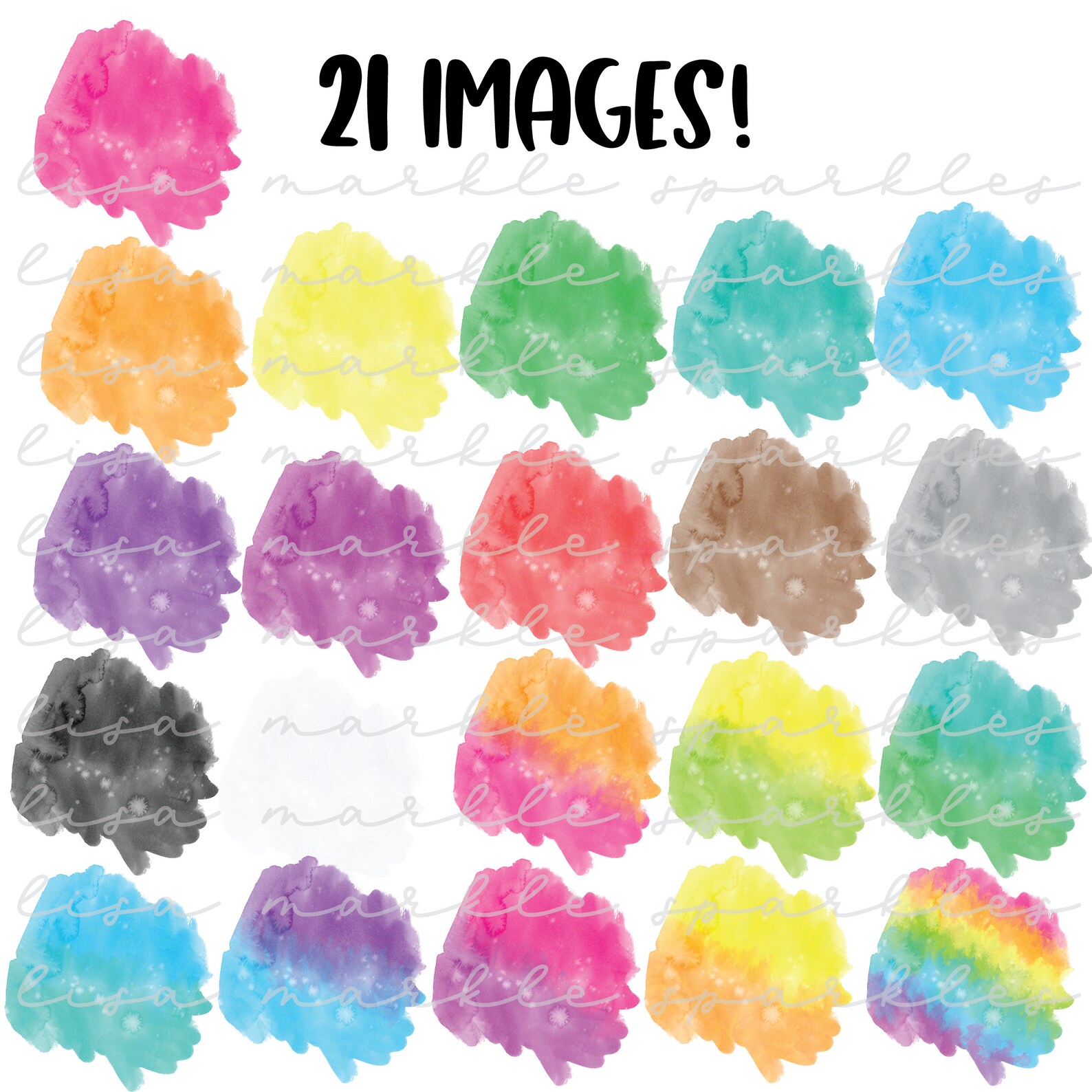 Watercolor Splotches Clipart Rainbow Watercolor Washes Splashes Brush ...