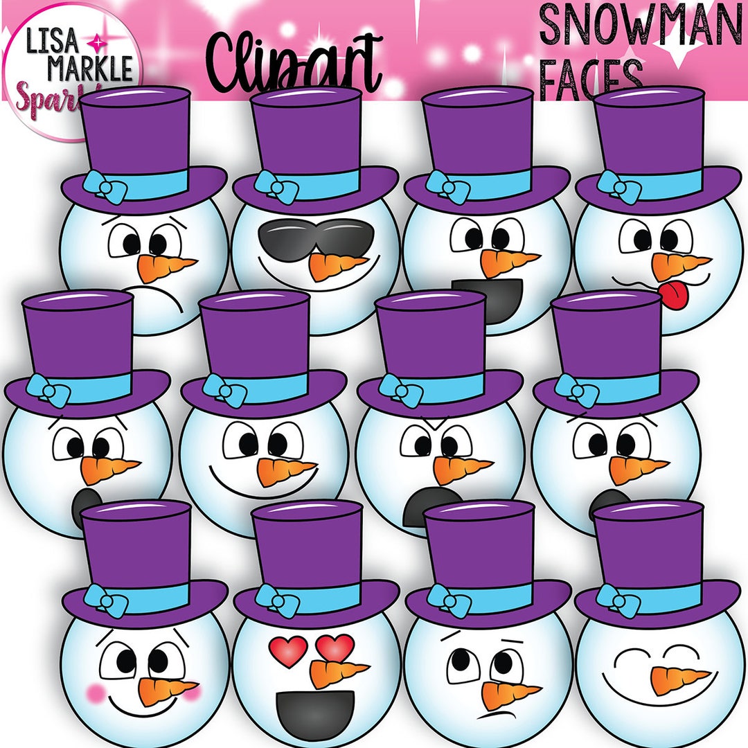 Snowman Clipart, Snowman Clipart With Faces, Emoji Clipart, Winter ...