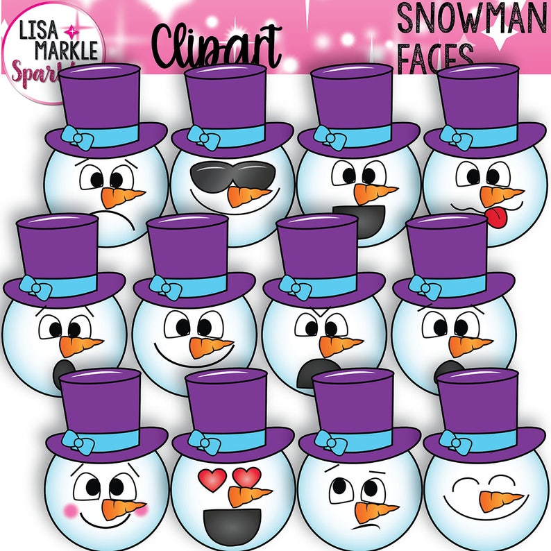 Snowman Clipart Snowman Clipart With Faces Emoji Clipart - Etsy