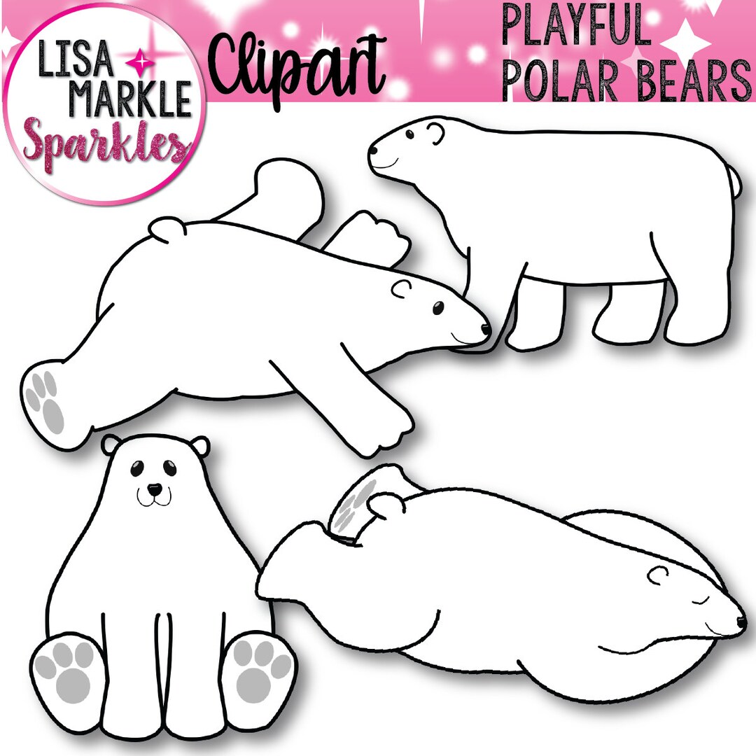 Polar Bear Clipart, Winter Clipart - Etsy