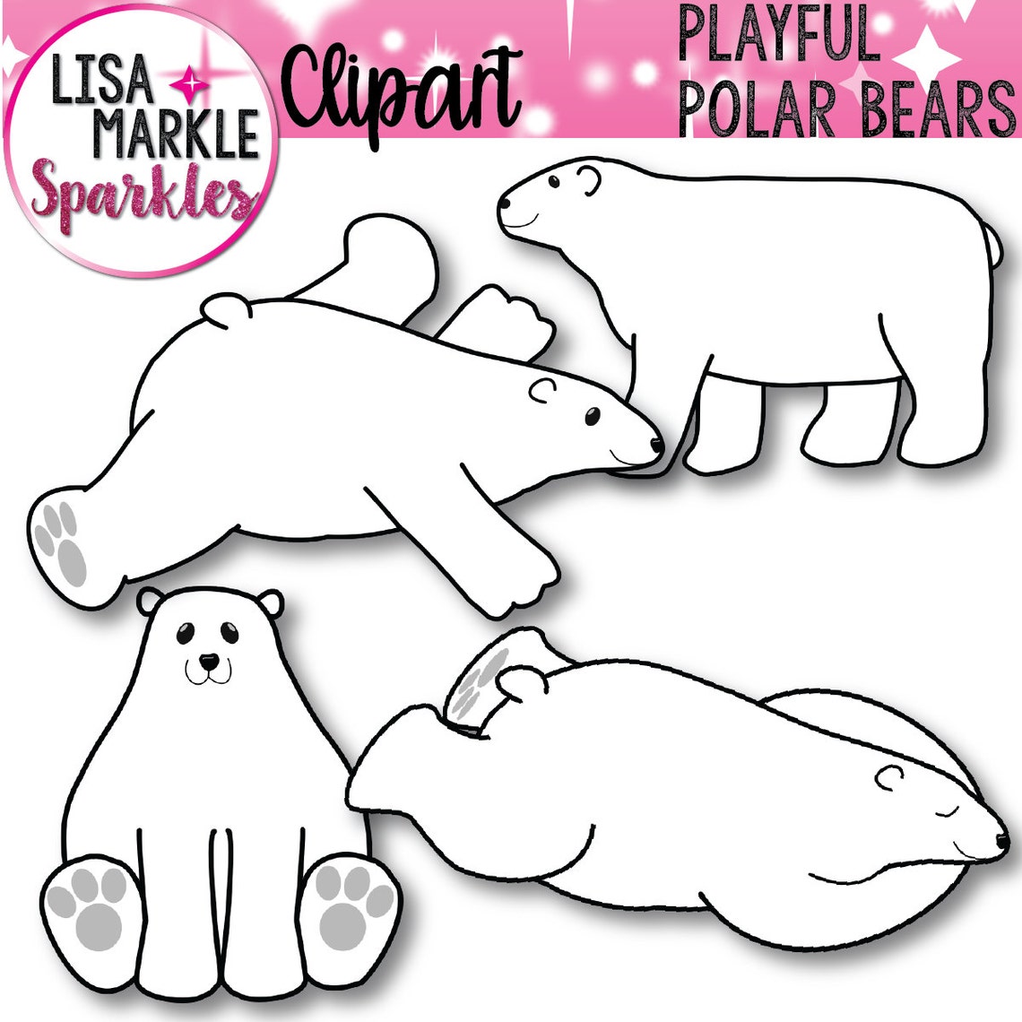 Polar Bear Clipart Winter Clipart | Etsy