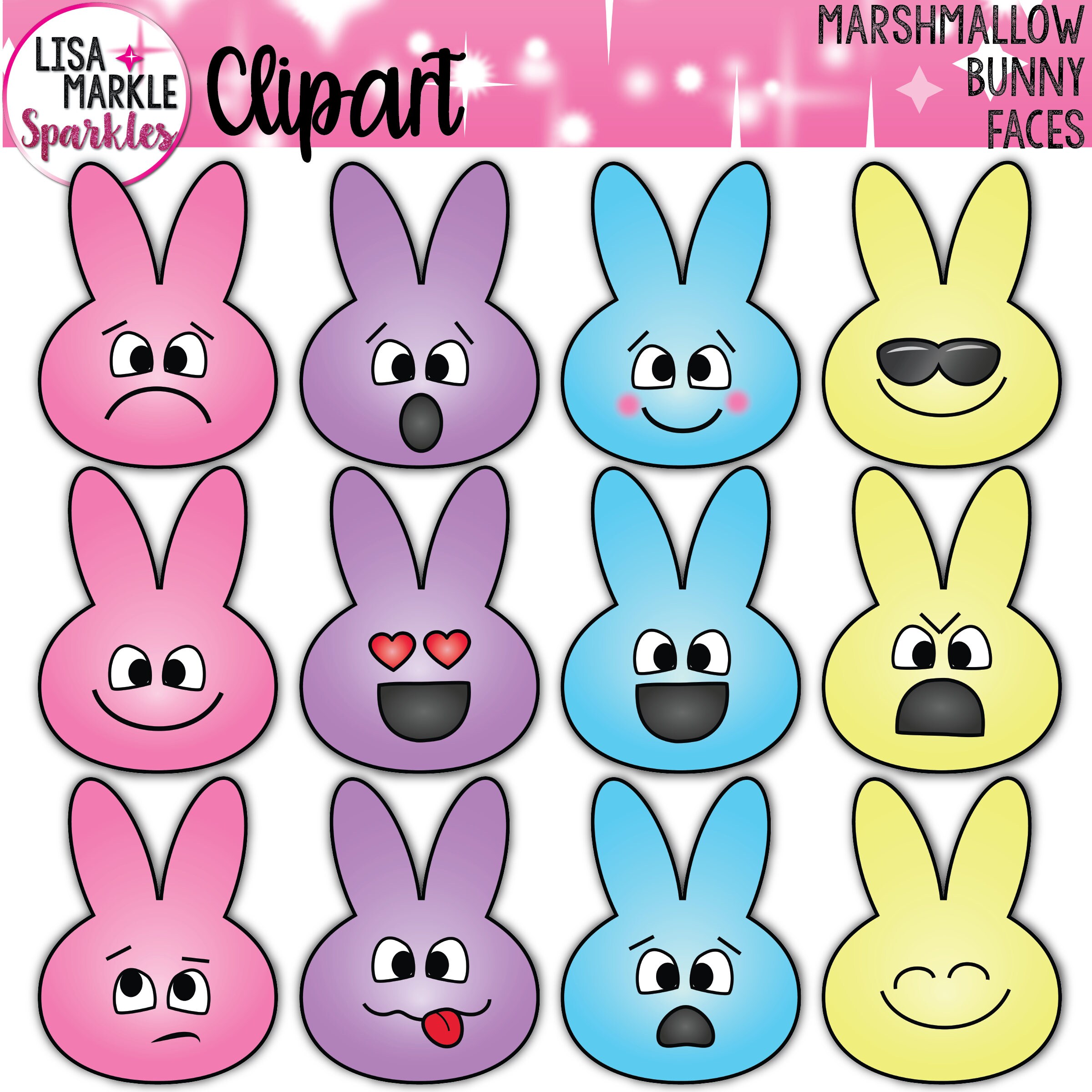 Easter Clipart, Bunny Clipart, Peeps Clipart, Spring Clipart, Emoji ...