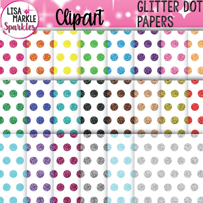 Rainbow Clipart, Glitter Clipart, Glitter Digital Papers, Glitter Polka ...