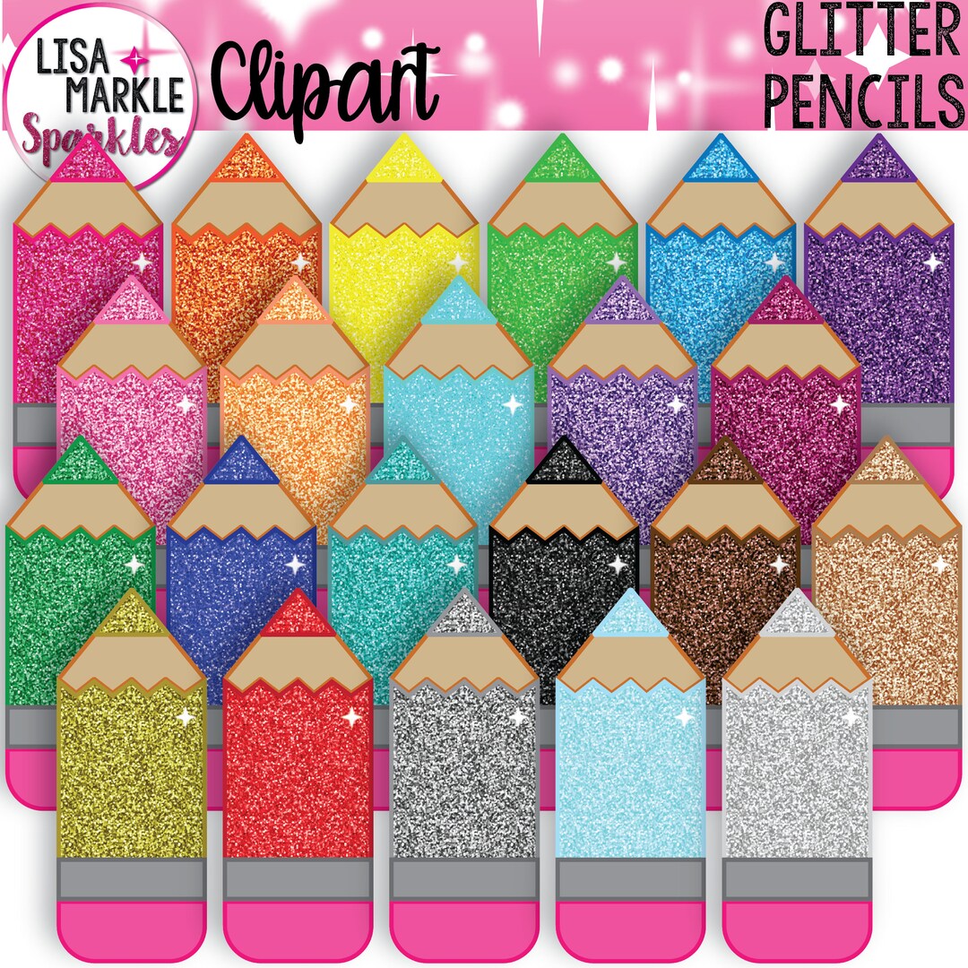Pencil Clipart, Glitter Pencil Clipart, School Clipart, Back to School ...